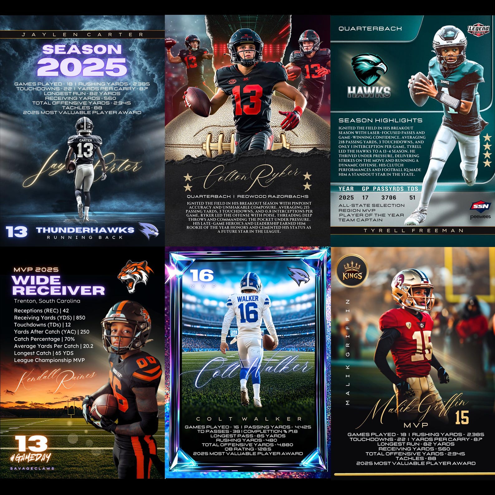 Custom Football Cards Canva Template Bundle Editable Kids Sport Cards ...