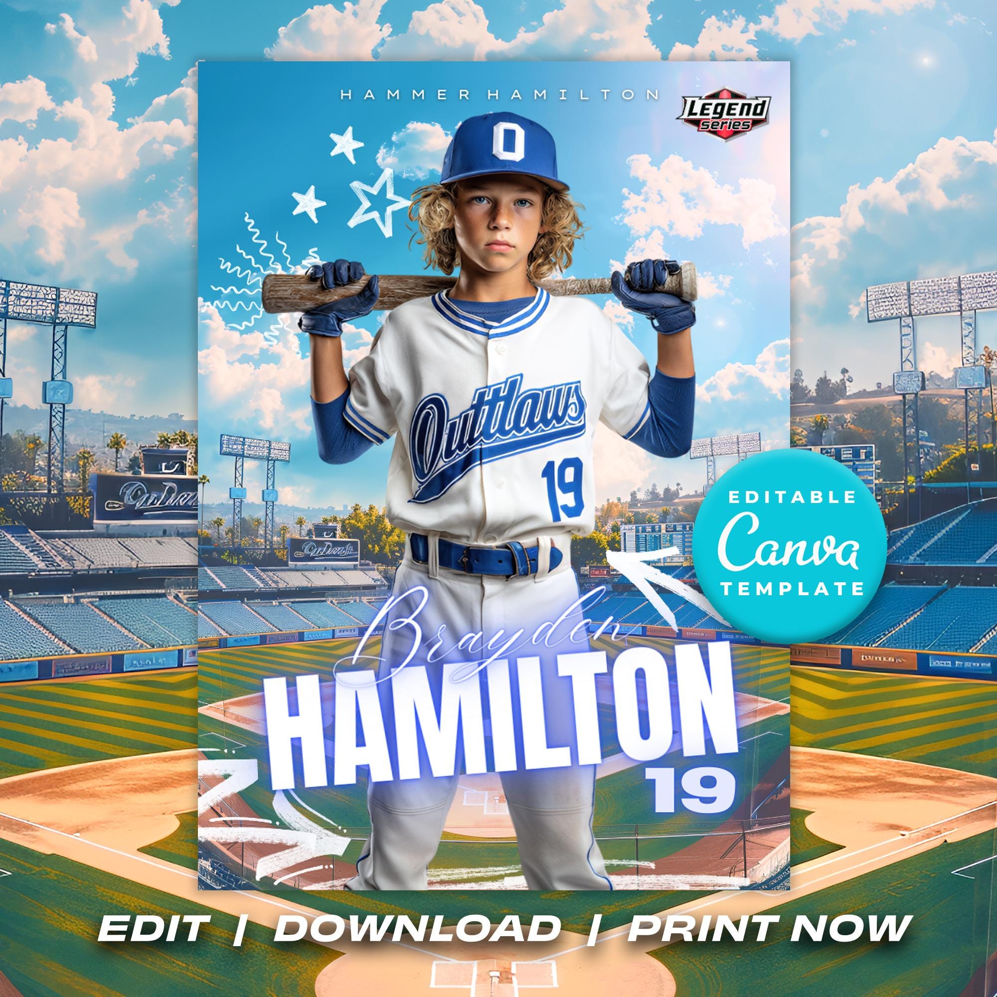 Custom Baseball Card Canva Template Editable Vintage Inspired Sports ...