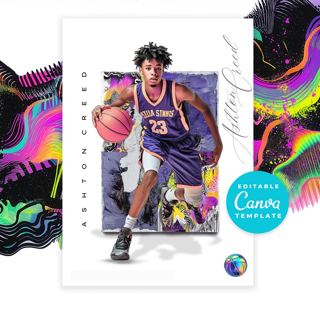 Basketball Card Design Canva Template Kids Basketball Card Templates ...