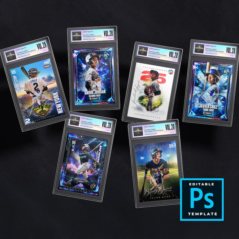 Custom Trading Cards Photoshop PSD Template Bundle Custom Sports Cards ...