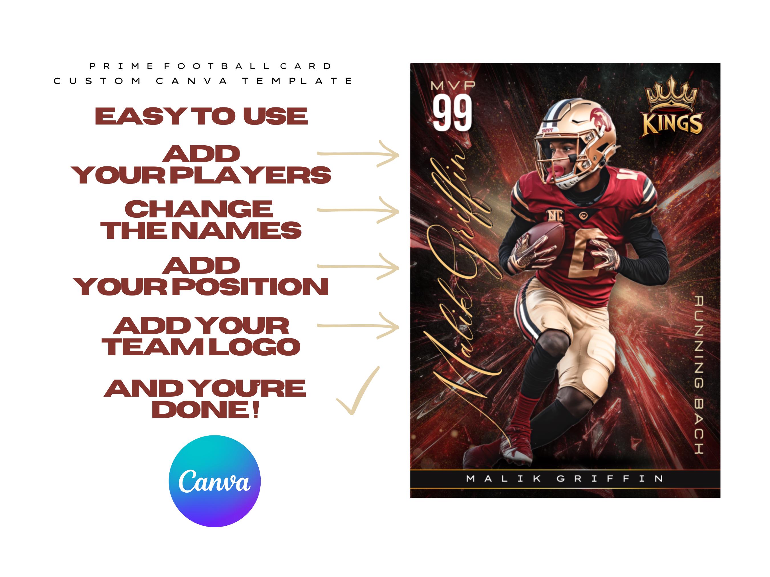 Custom Football Trading Card Template DIY Sport Cards Printable ...