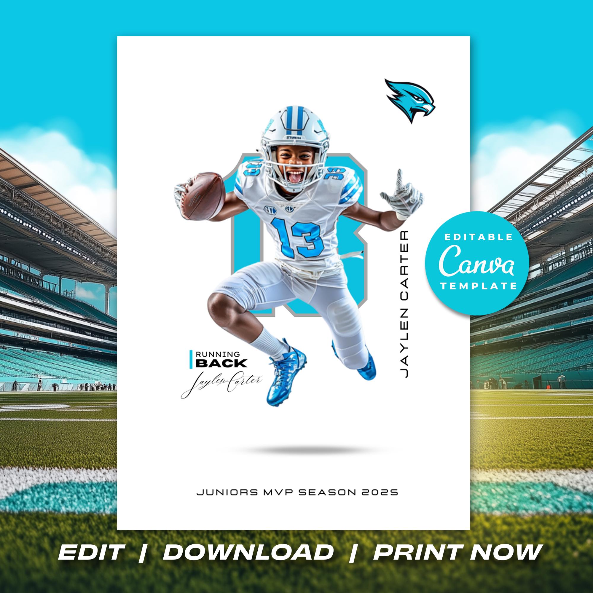 Football Trading Card Template DIY Sport Cards Printable Customizable ...