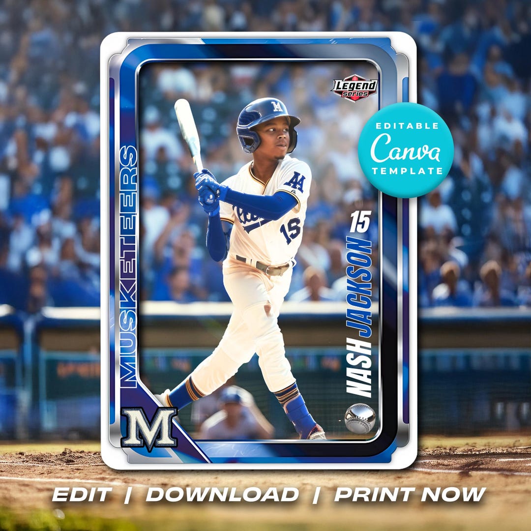 Baseball Card Canva Template Editable Sports Trading Card Custom ...