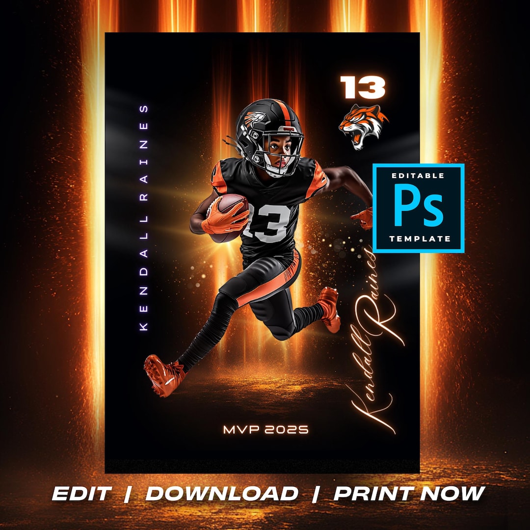 Football Trading Card Template PSD Photoshop Editable Customizable ...