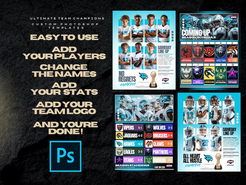 Photoshop Sports Social Media Templates PSD Football Gameday Score ...