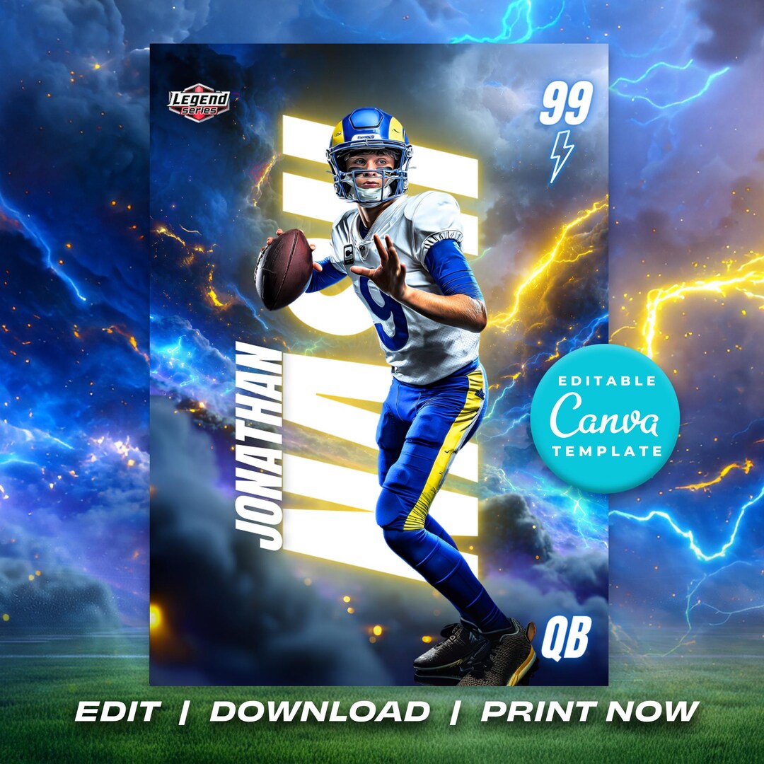 Custom Football Trading Card Template Editable Front and Back Canva ...