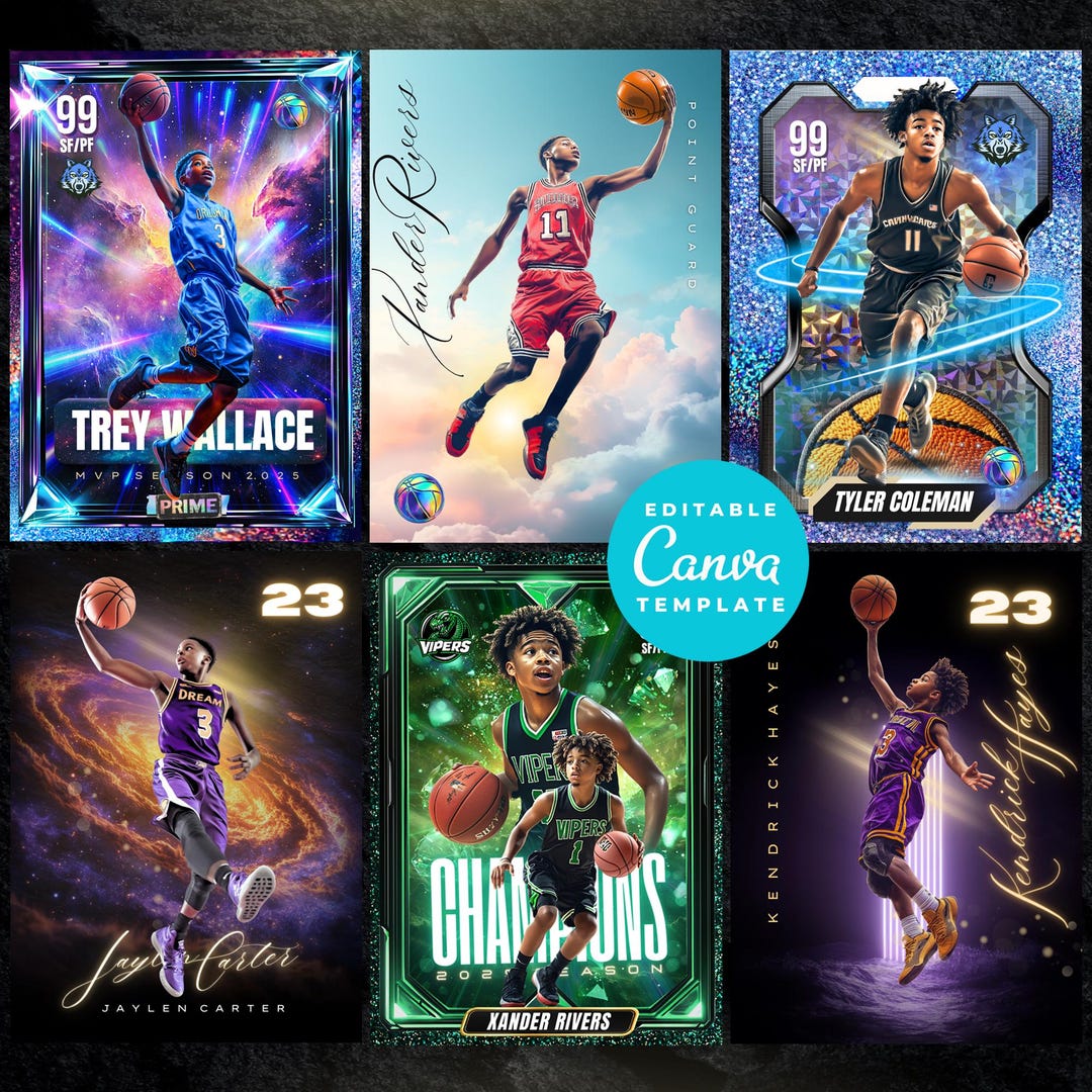 Custom Basketball Cards Basketball Trading Cards Canva Template Sport ...