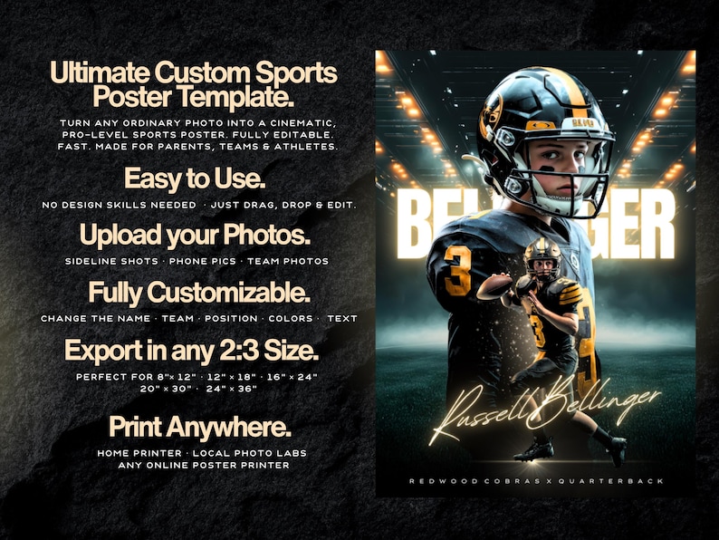 Custom Sports Poster Template for Kids | Canva & Photoshop | Youth ...