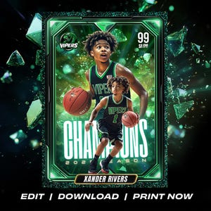 Custom Basketball Trading Cards Editable Canva Template for Teams Kids ...