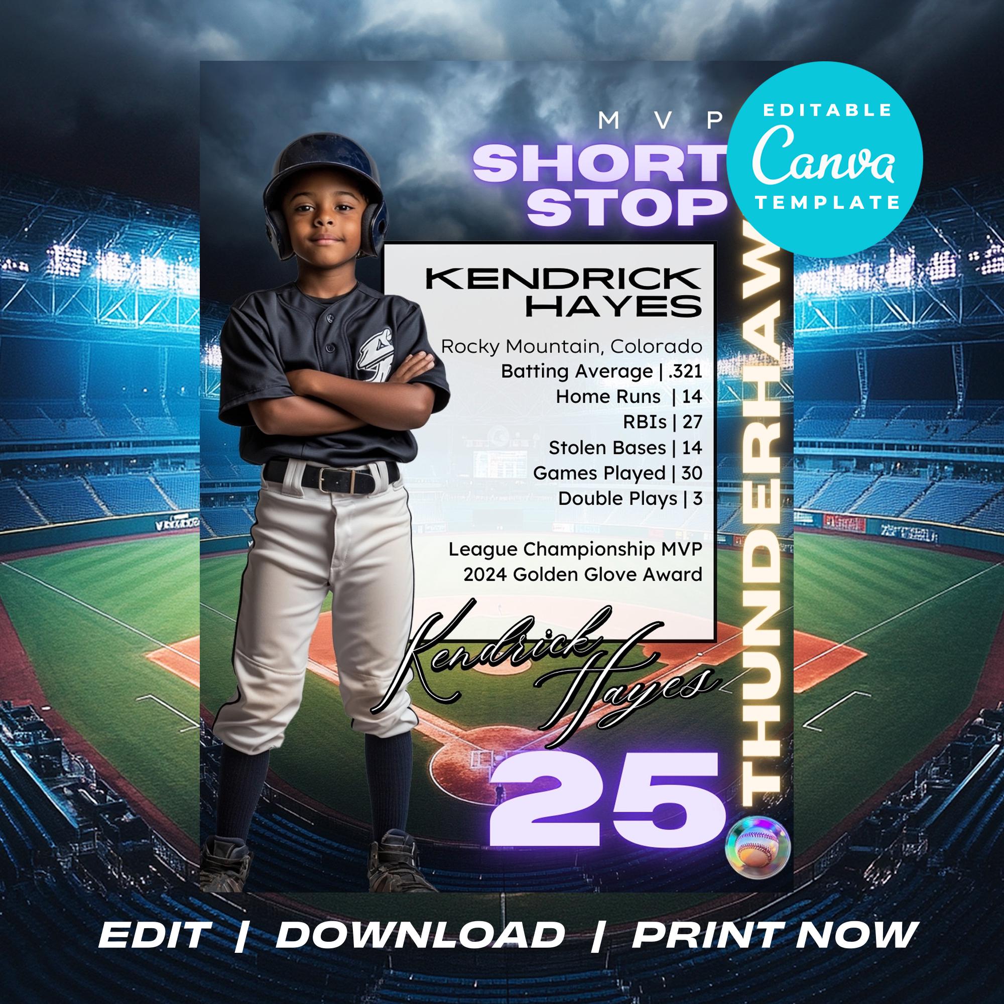 Youth Sports Team Gifts Canva Template Custom Baseball Cards Canva ...