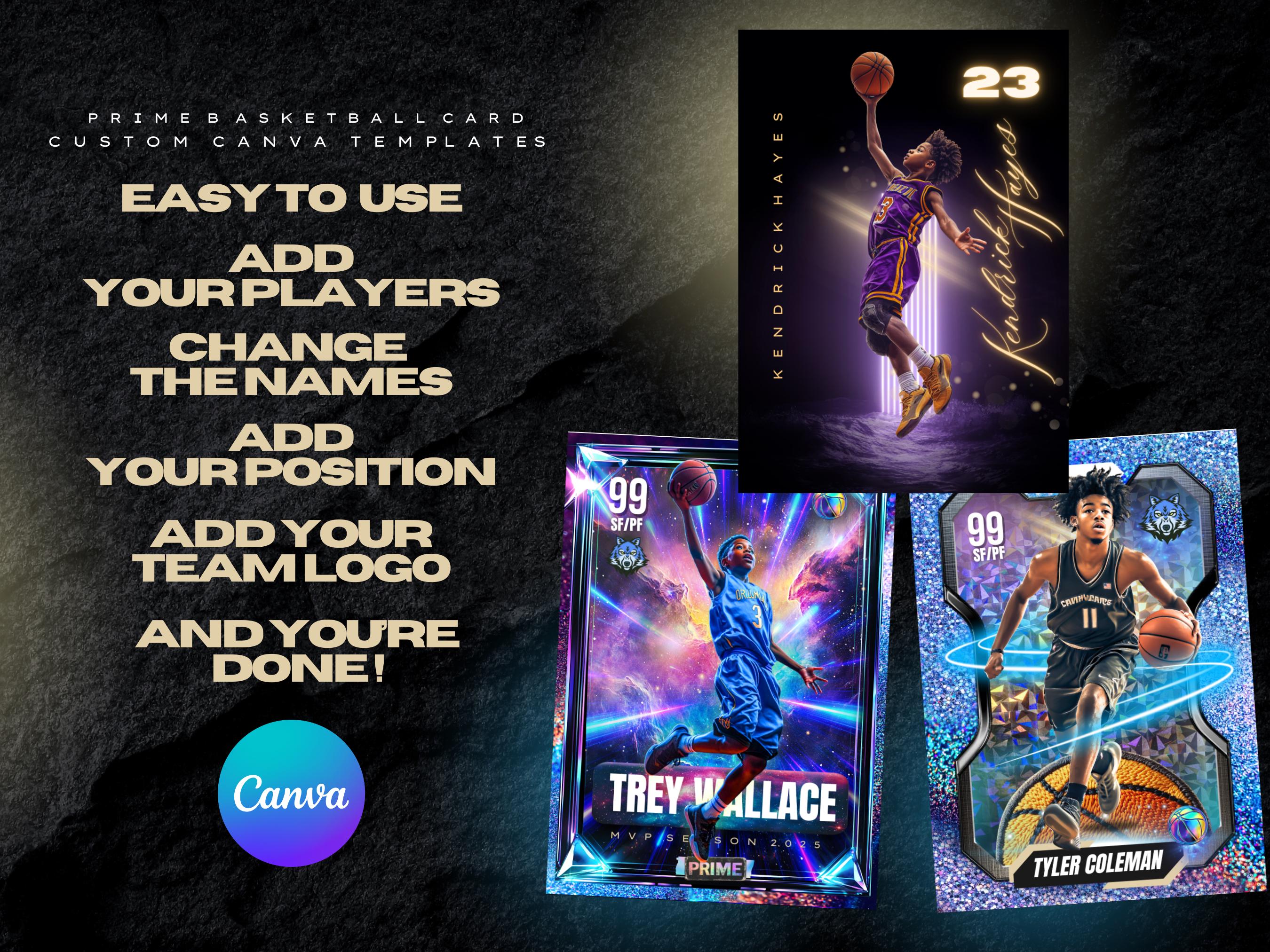 Basketball Cards Bundle Basketball Trading Cards Canva Template Sport ...
