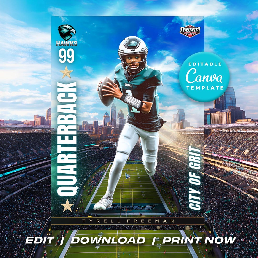 Football Trading Card Template Custom Sports Card for Kids Personalized ...