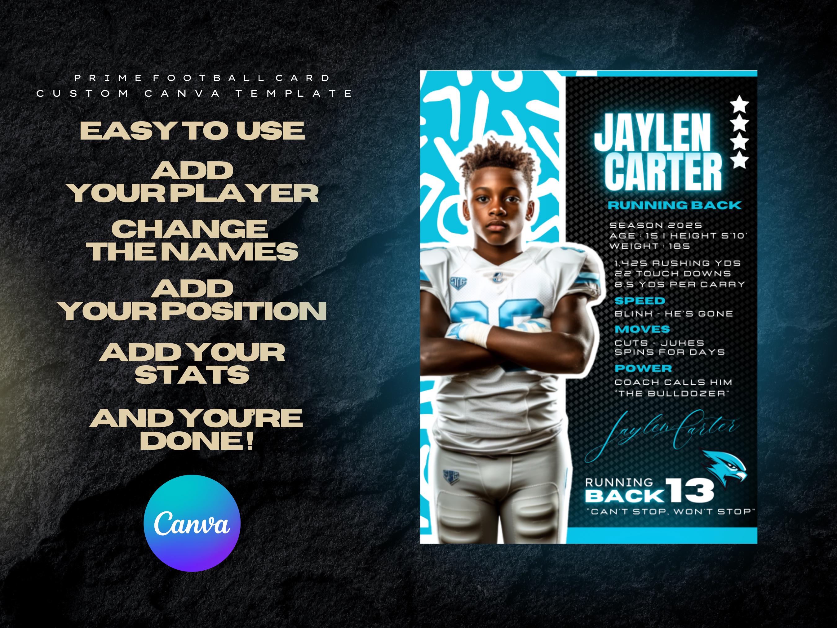 Football Trading Card Template DIY Sport Cards Printable Customizable ...