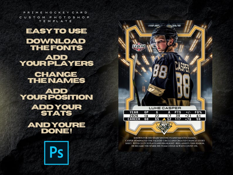 Hockey Trading Card Psd Template Editable Photoshop Sports Card Design
