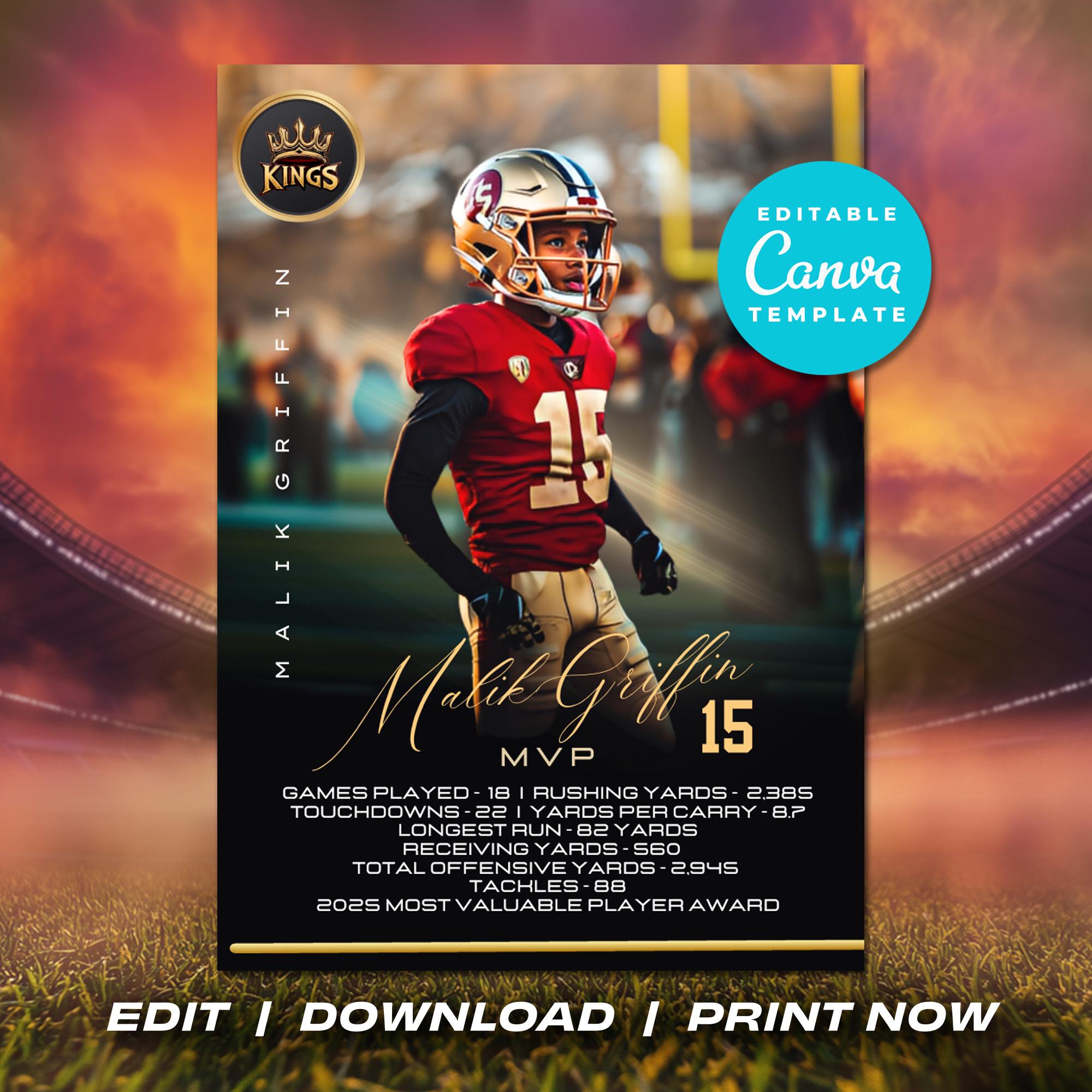 Custom Football Trading Card Template DIY Sport Cards Printable ...
