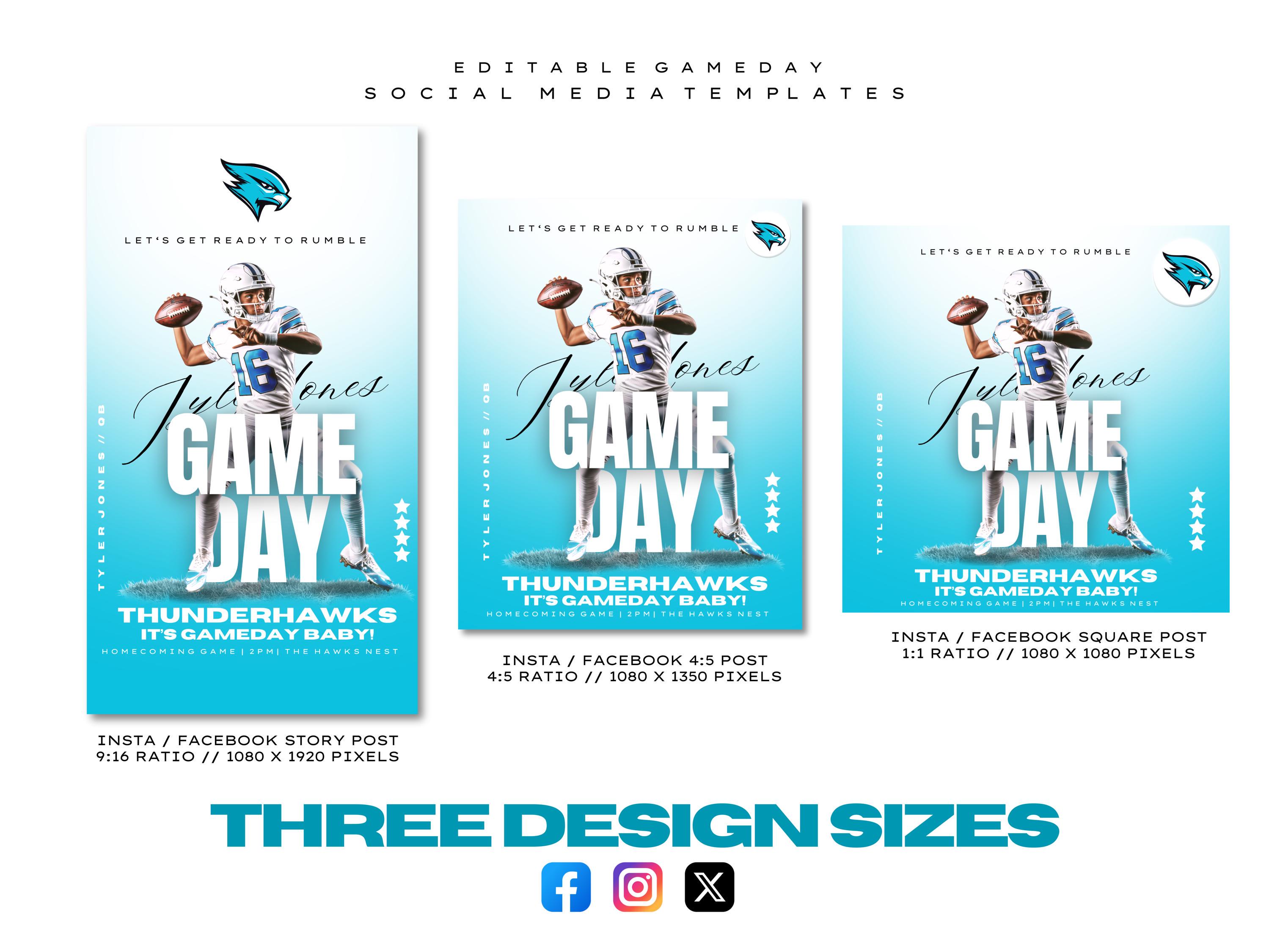 Game Day Social Media Canva Template Sports Graphic Customizable Match ...