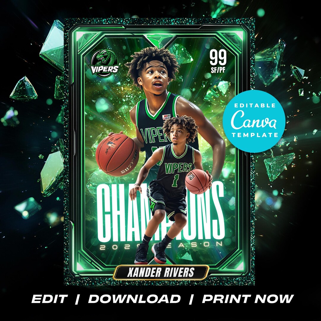 Custom Basketball Trading Cards Editable Canva Template for Teams Kids ...