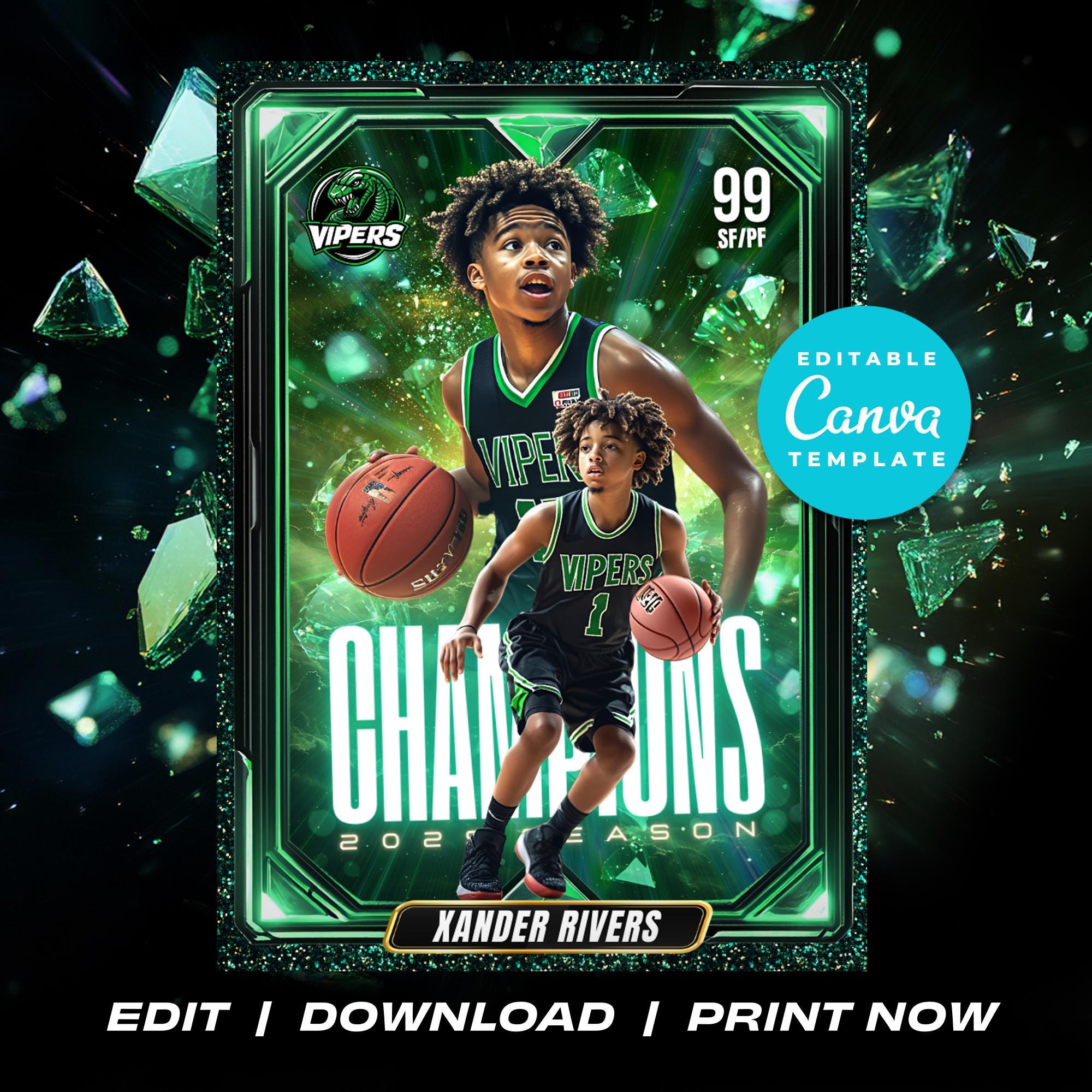 Custom Basketball Trading Cards Editable Canva Template for Teams Kids ...
