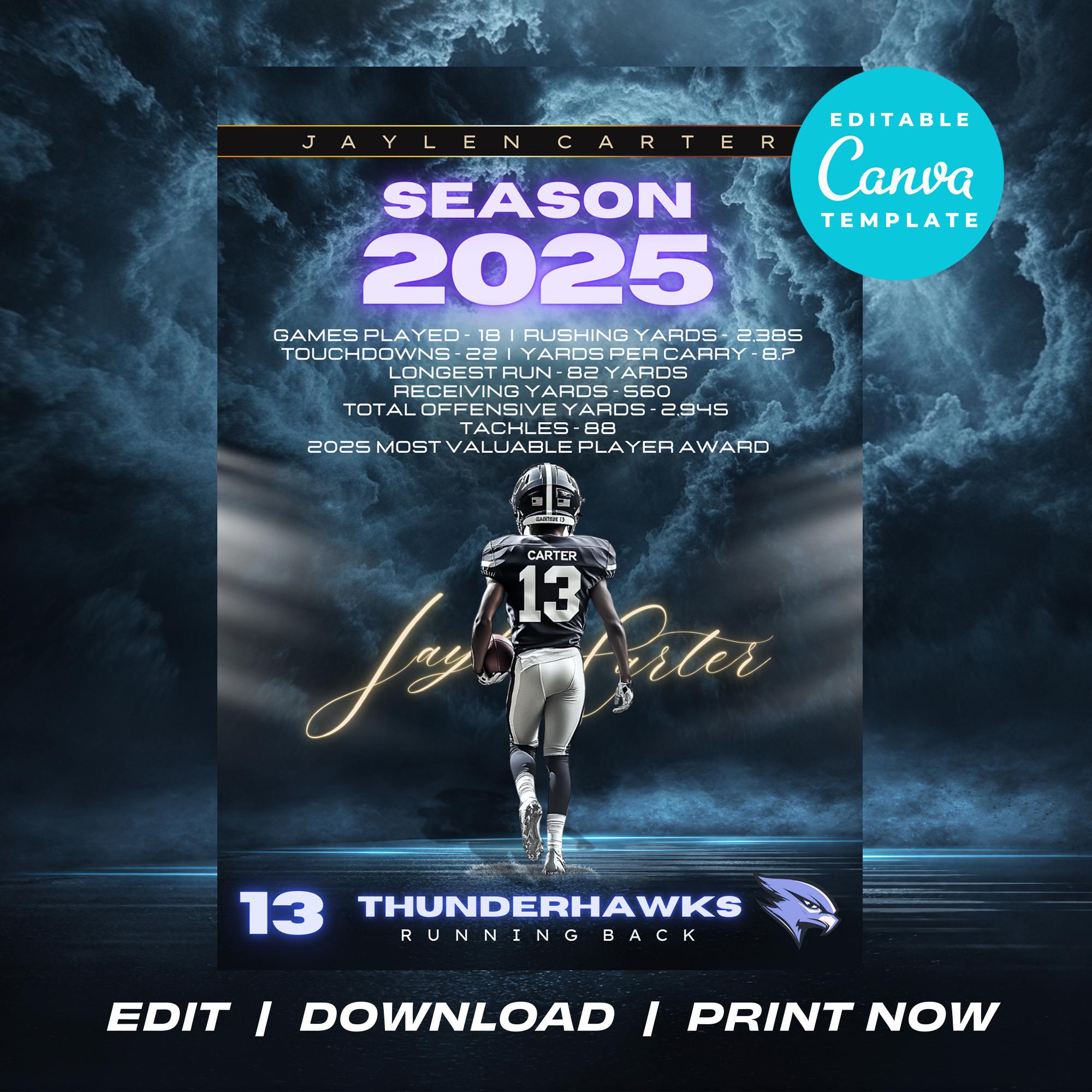 Custom Football Trading Cards Editable Canva Templates for Teams Kids ...