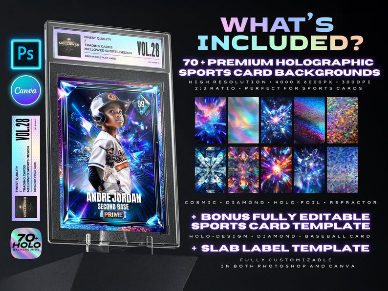 Custom Sports Card Background Bundle 70+ Holographic High-res Trading ...