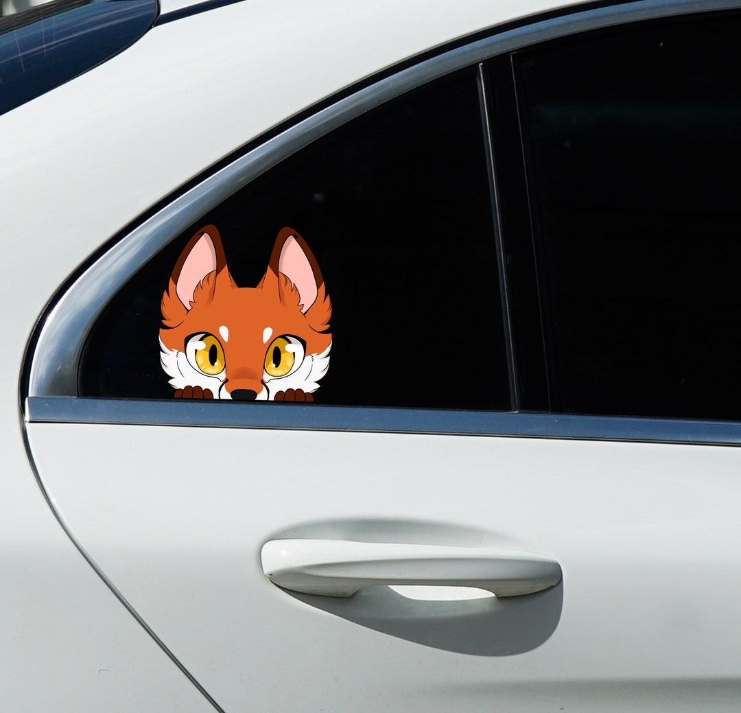 Fox and Kitsune Peeker Sticker - Etsy