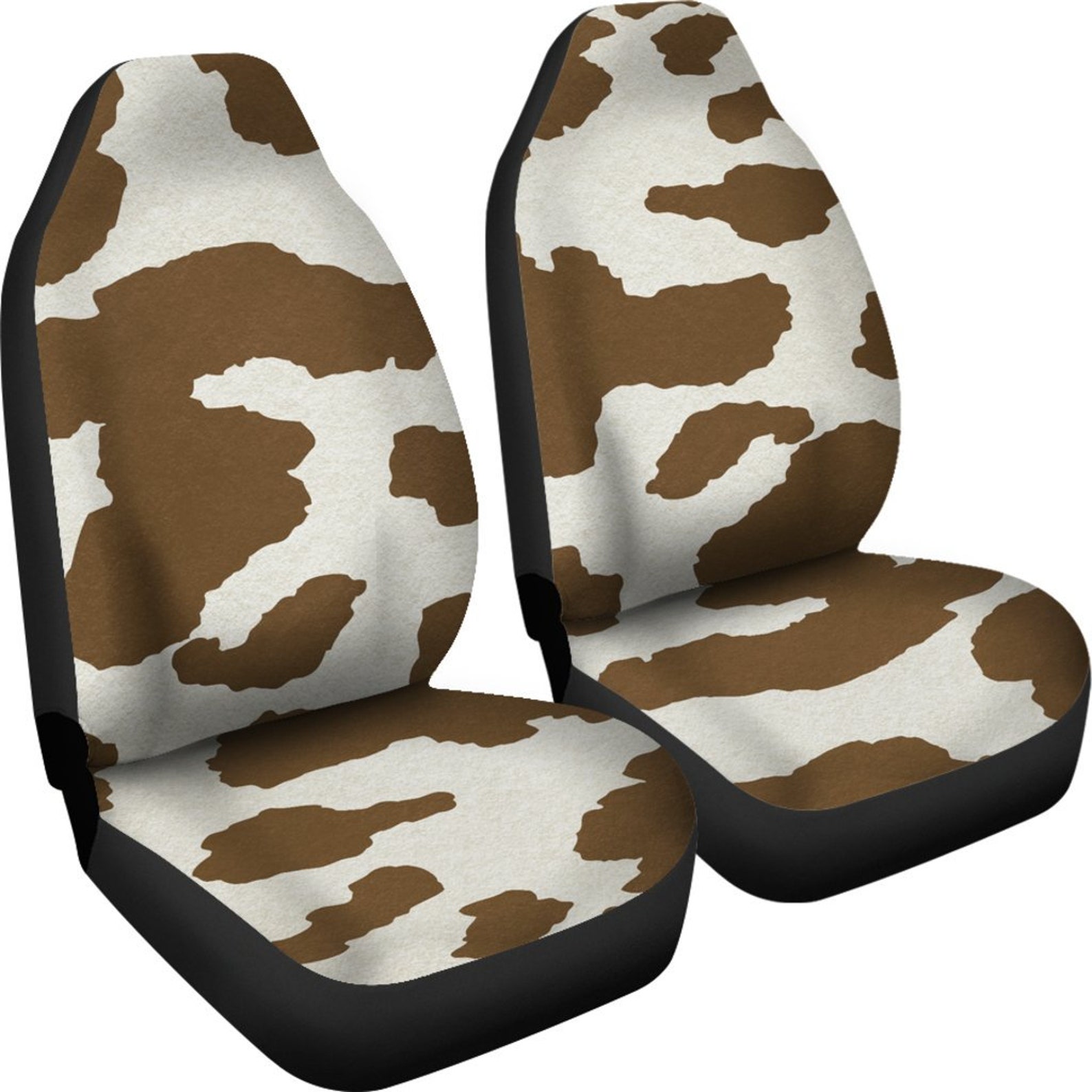 Cow Hide Car Seat Covers Set Light Brown and White Print - Etsy