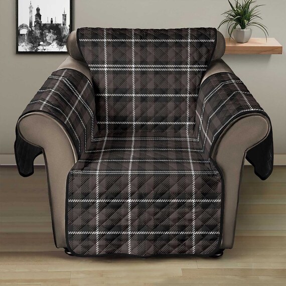 Wingback Recliner Slipcover in Brown White and Black Large - Etsy