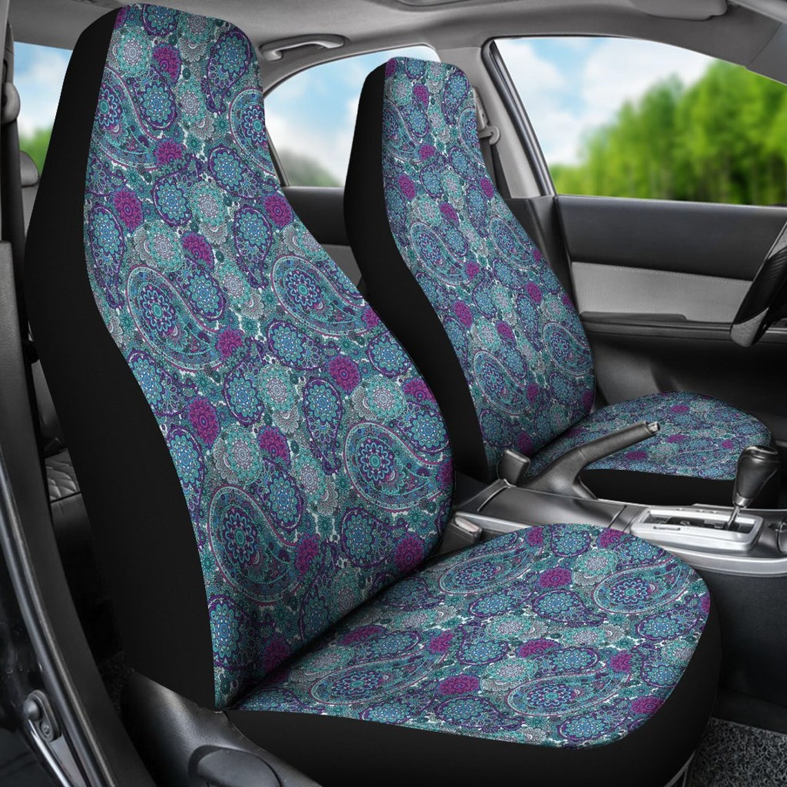 Blue Green and Purple Paisley Pattern Seat Covers for Cars - Etsy