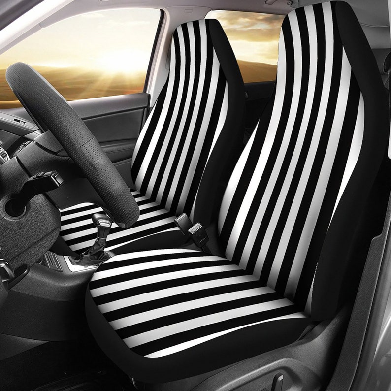 Black and White Striped Car Seat Covers Set Vertical Stripes - Etsy