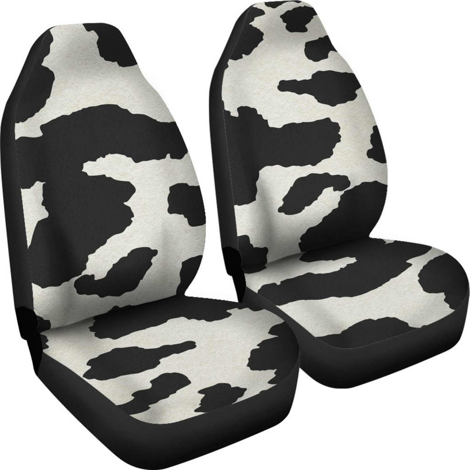 Cow Hide Car Seat Covers Set Black and White Print Rustic | Etsy