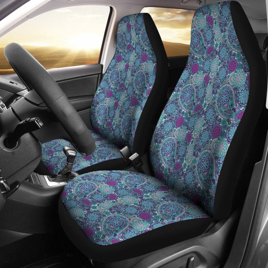 Blue, Green and Purple Paisley Pattern Seat Covers for Cars and Suvs ...