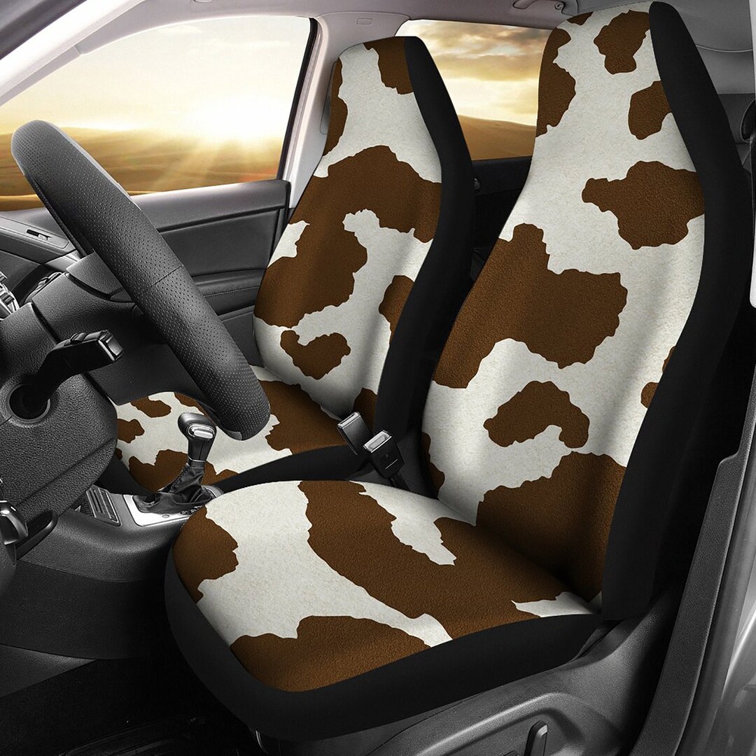 Cow Hide Car Seat Covers Set Brown and White Print Rustic - Etsy