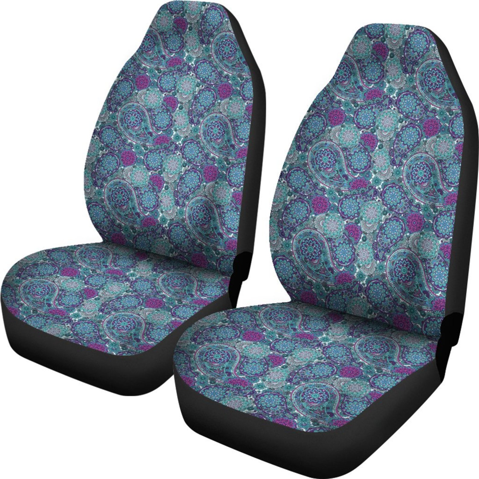 Blue Green and Purple Paisley Pattern Seat Covers for Cars - Etsy