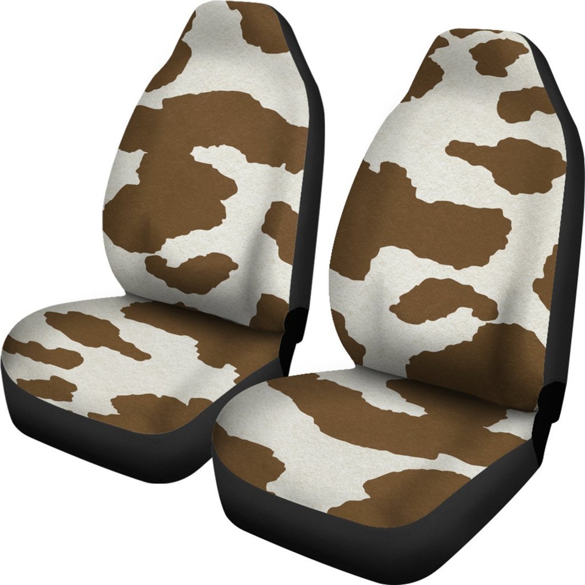 Cow Hide Car Seat Covers Set Light Brown and White Print - Etsy