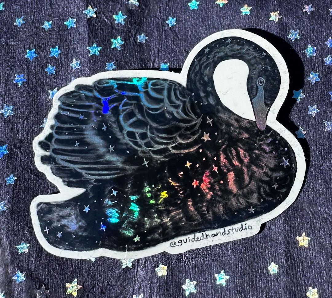 Holographic Swan Sticker (black) - Etsy