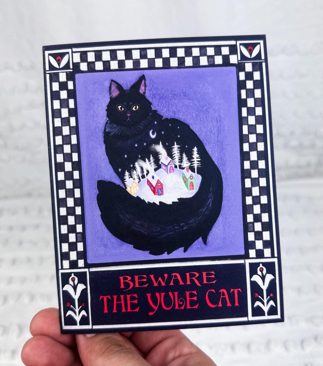 Beware the Yule Cat Card - Etsy