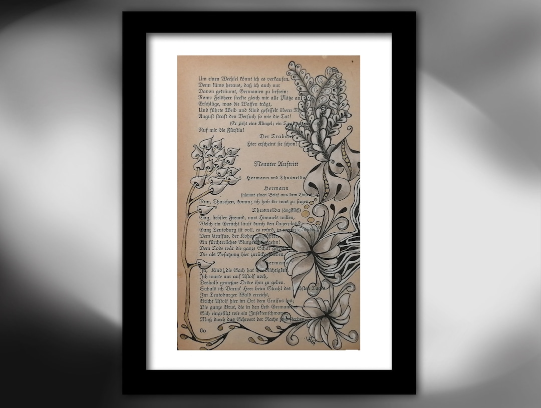Old Book Page With Hand-drawn Graphic - Etsy