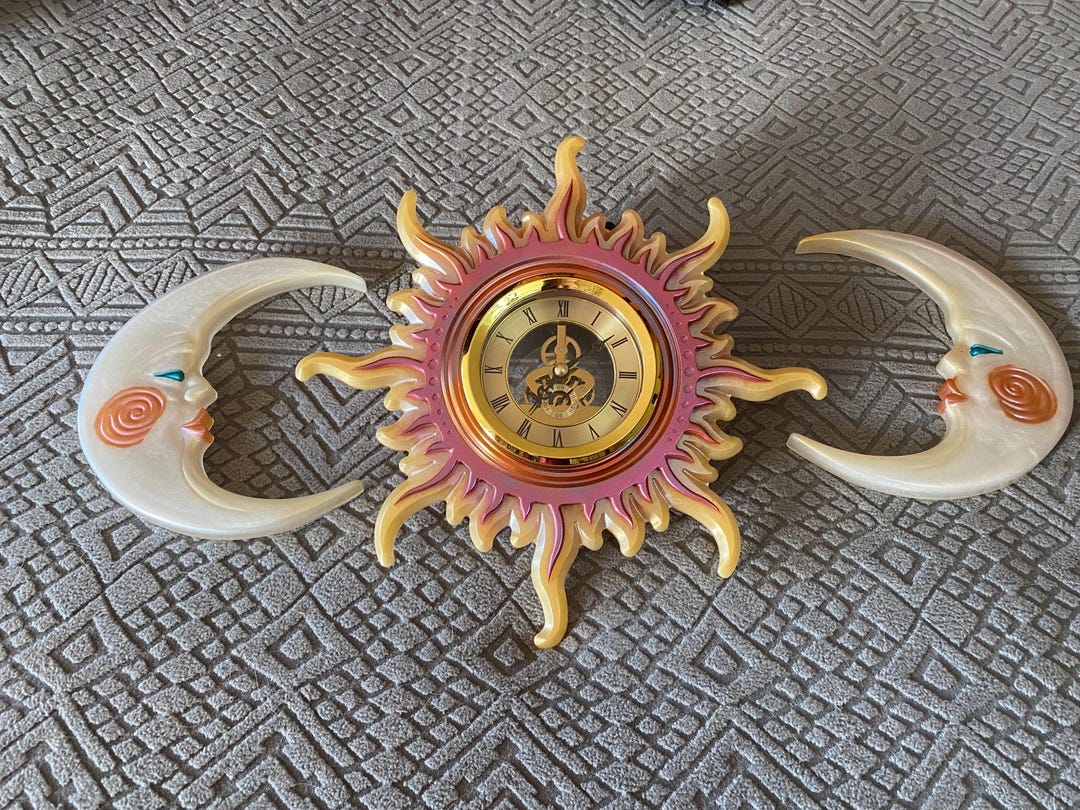 Sun Clock With 2 Surrounding Moons - Etsy UK