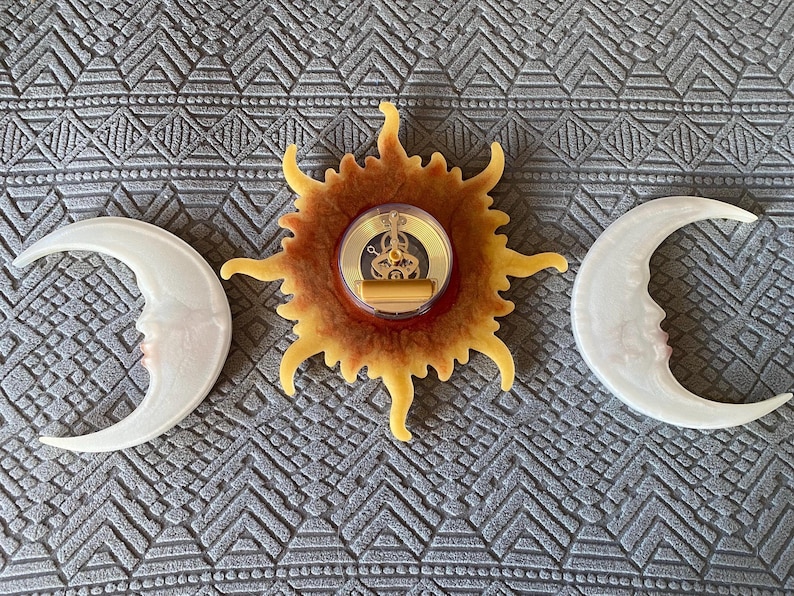 Sun Clock With 2 Surrounding Moons - Etsy
