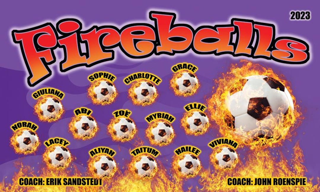 Fireballs - Soccer Team Banner - Any Team Name - Choose Size - Custom ...