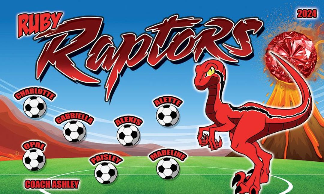 Ruby Raptors - Soccer Team Banner - Any Team Name - Choose Size ...