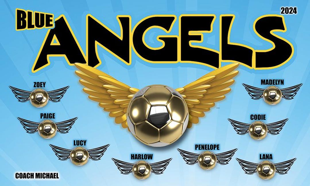 Blue Angels - Soccer Team Banner - Any Team Name - Choose Size - Custom ...