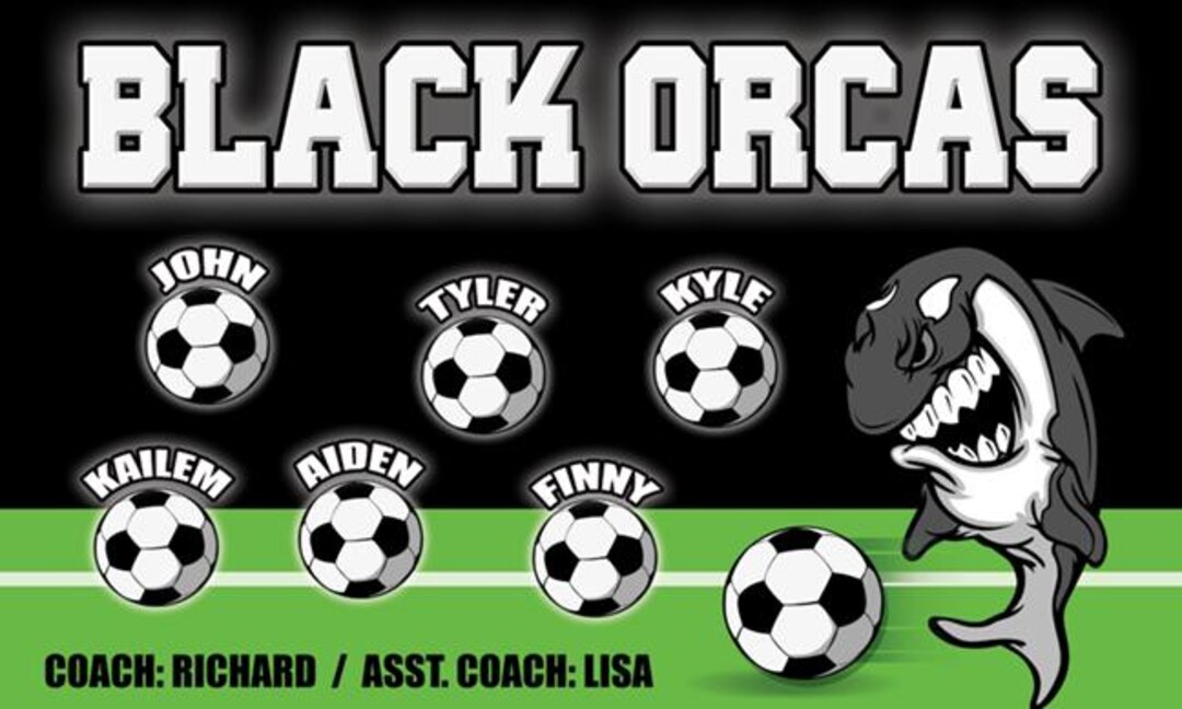 ORCAS - Soccer Team Banner - Any Team Name - Choose Size - Custom ...