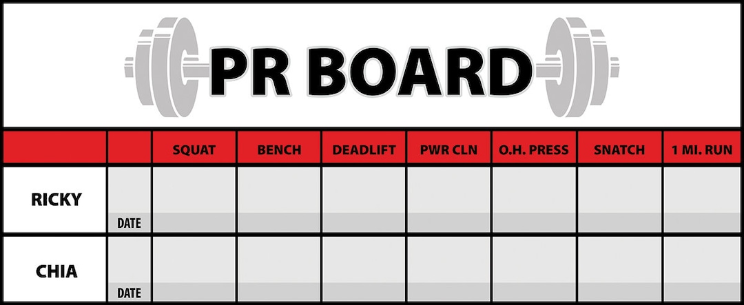 Weight Lifting PR Board (2 Names) Father and Son / PR Board / Dry Erase ...