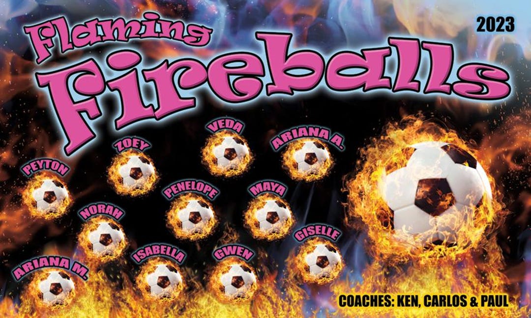 Fireballs - Soccer Team Banner - Any Team Name - Choose Size - Custom ...