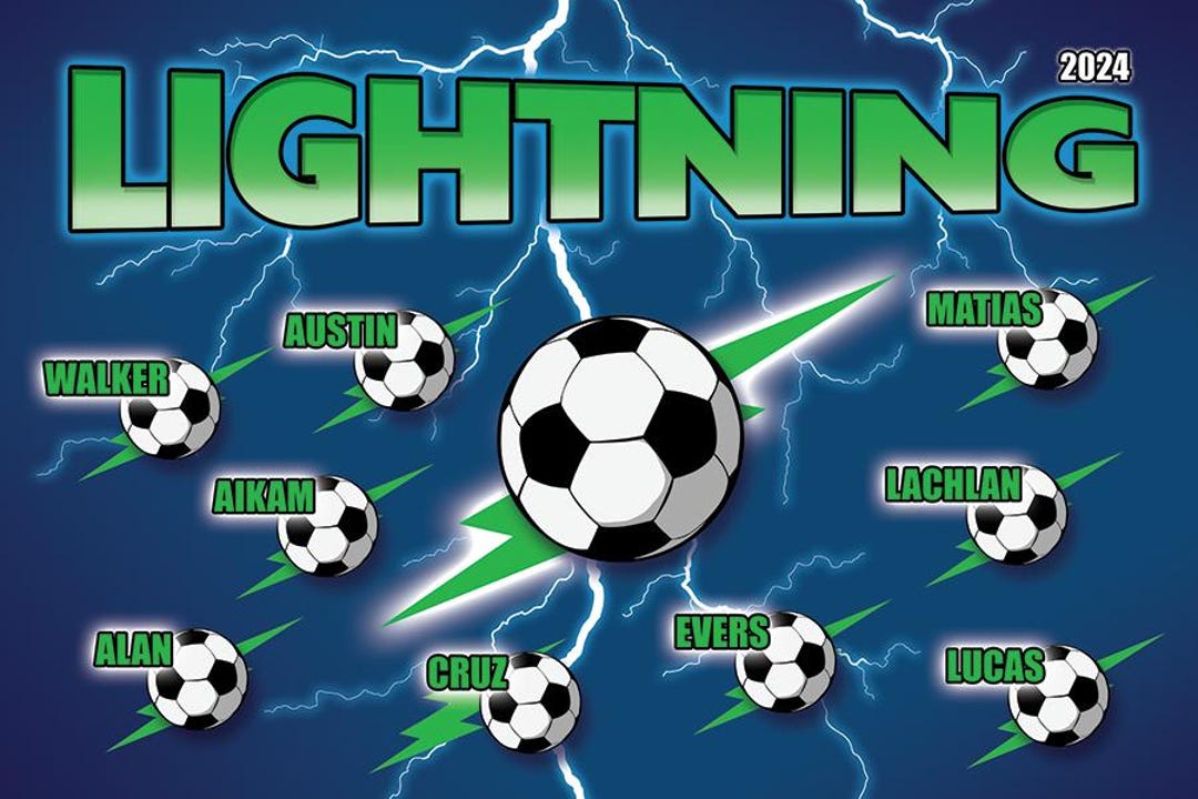 Lightning - Soccer Team Banner - Any Team Name - Choose Size - Custom ...
