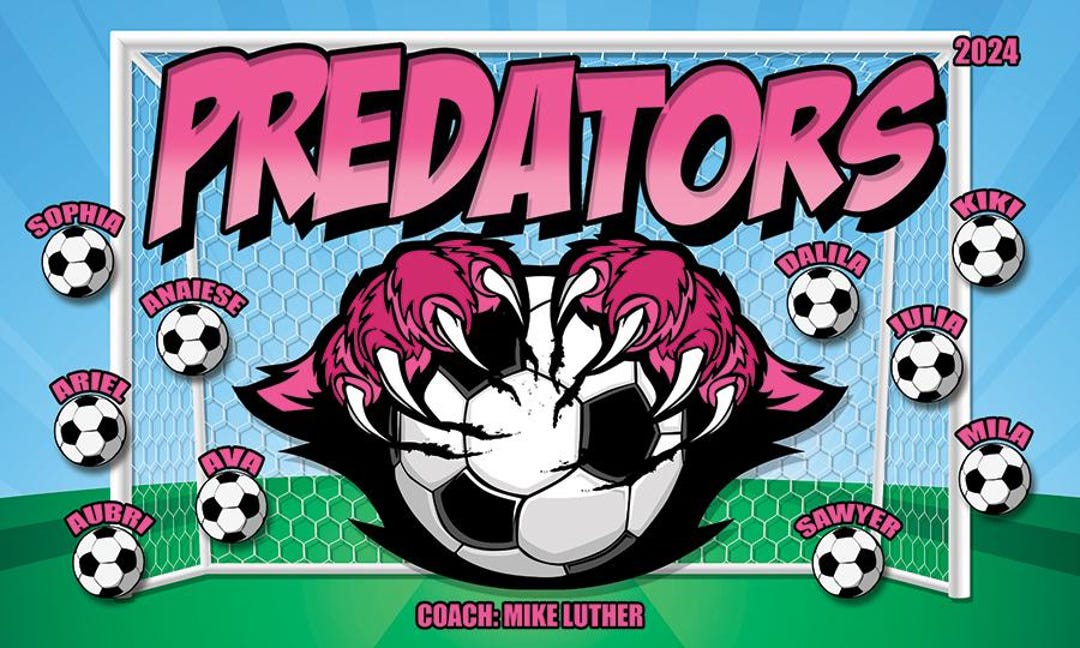 Predators - Soccer Team Banner - Any Team Name - Choose Size - Custom ...