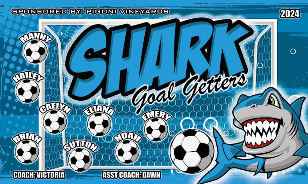 Shark Goal Getters - Soccer Team Banner - Any Team Name - Choose Size ...