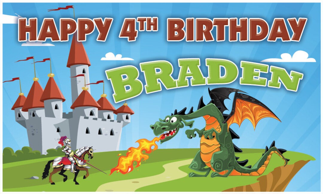 Castle/dragon/knight - Birthday Banner - Personalized With Your Child's ...