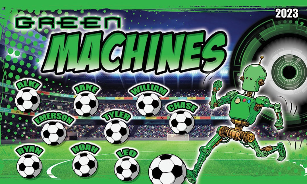 Machines/robots Soccer Team Banner Any Team Name Choose Size Custom ...